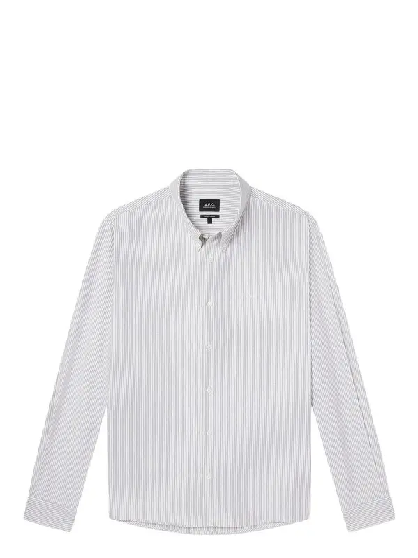 A.p.c. Greg Pinstriped Cotton Oxford Shirt - Gray