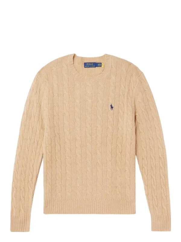 Polo Ralph Lauren Logo-embroidered Cable-knit Sweater - Brown