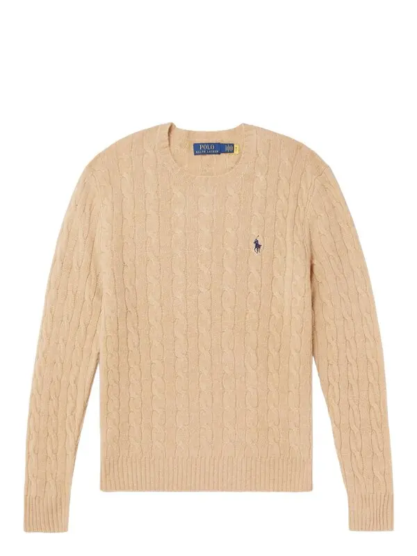 Polo Ralph Lauren Logo-embroidered Cable-knit Sweater - Camel