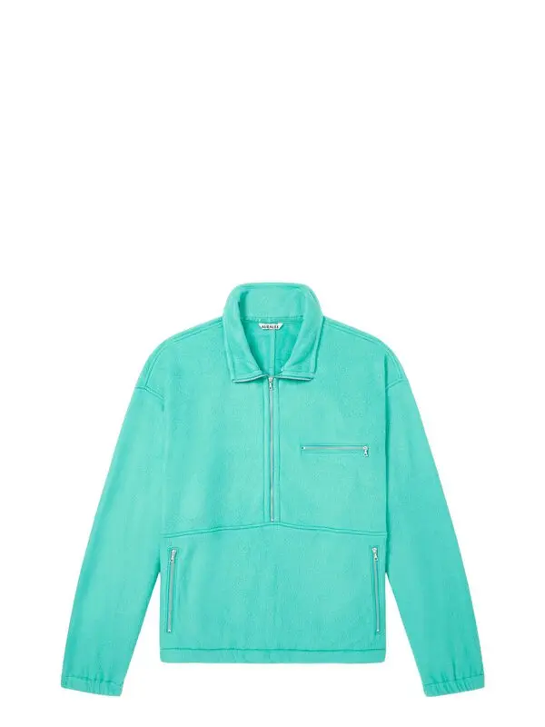 Auralee Silk-fleece Half-zip Sweatshirt - Green