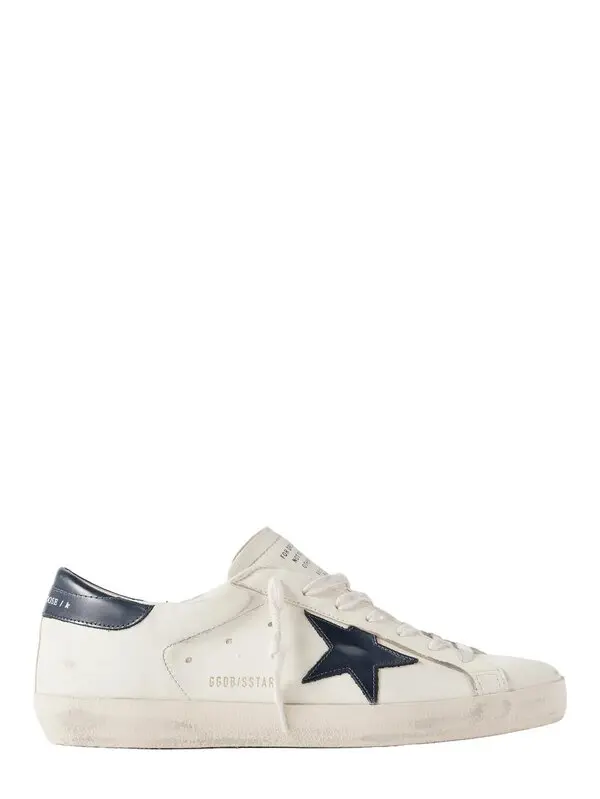 Golden Goose Super-star Distressed Leather Sneakers - White