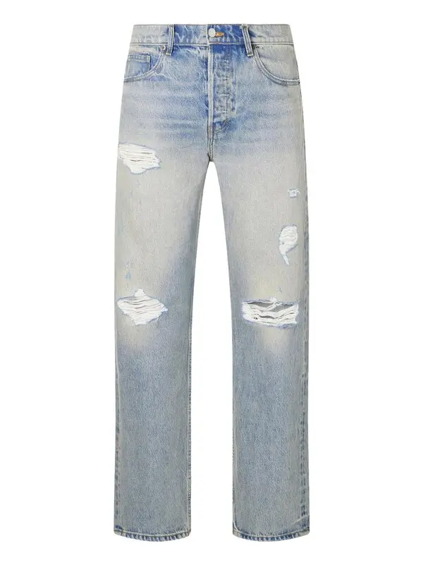 FRAME Straight-leg Distressed Jeans - Blue