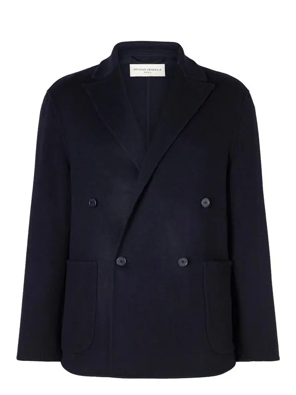 Officine Générale Maxwell Double-breasted Wool Suit Jacket - Blue