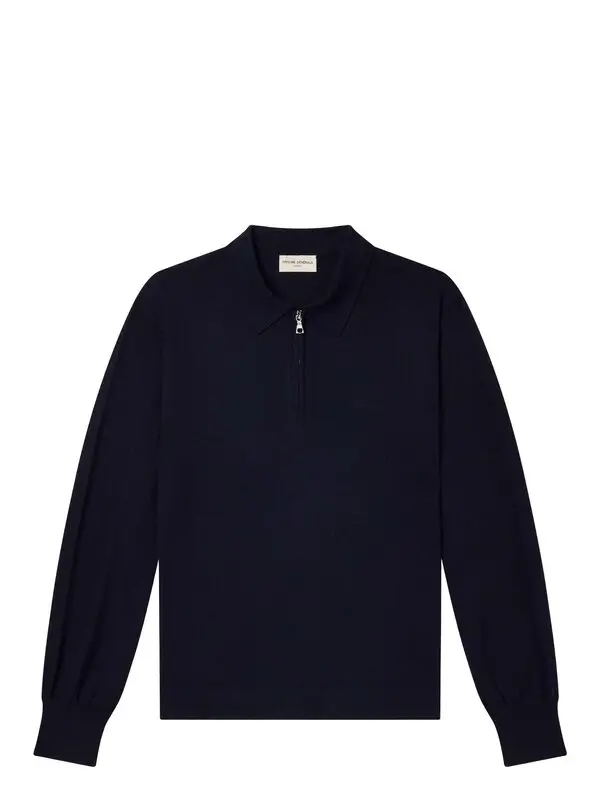Officine Générale Wool Half-zip Polo Sweater - Navy