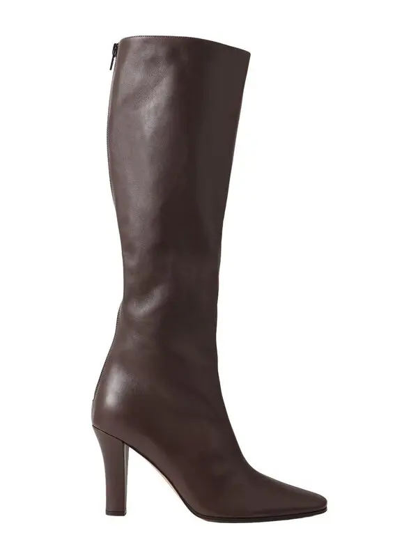 THE ROW Mona Leather Knee Boots - Brown