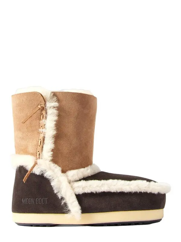 Moon Boot Evx Shearling-trimmed Suede Snow Boots - Brown