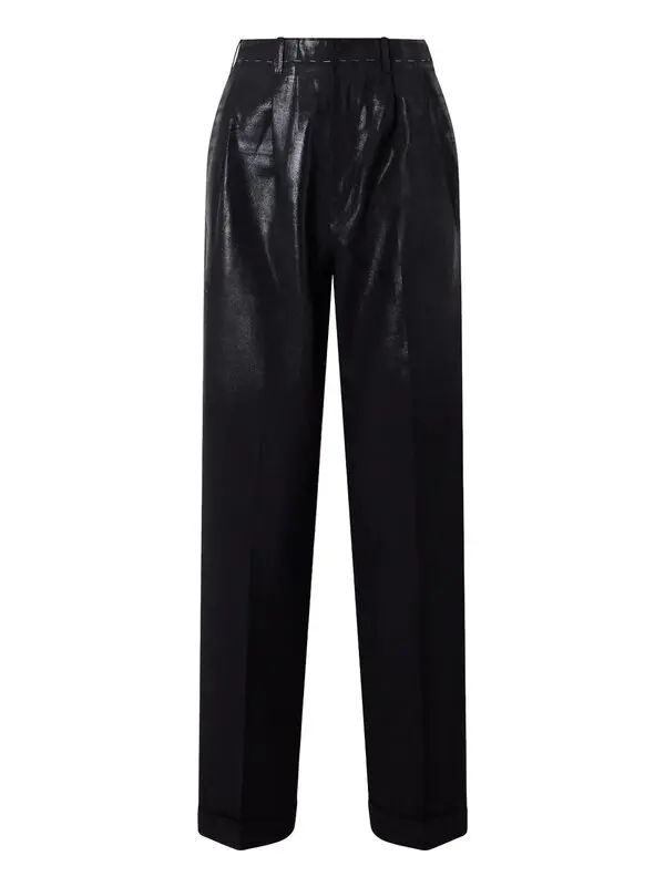 MAISON MARGIELA Pleated Wool Straight-leg Trousers - Black