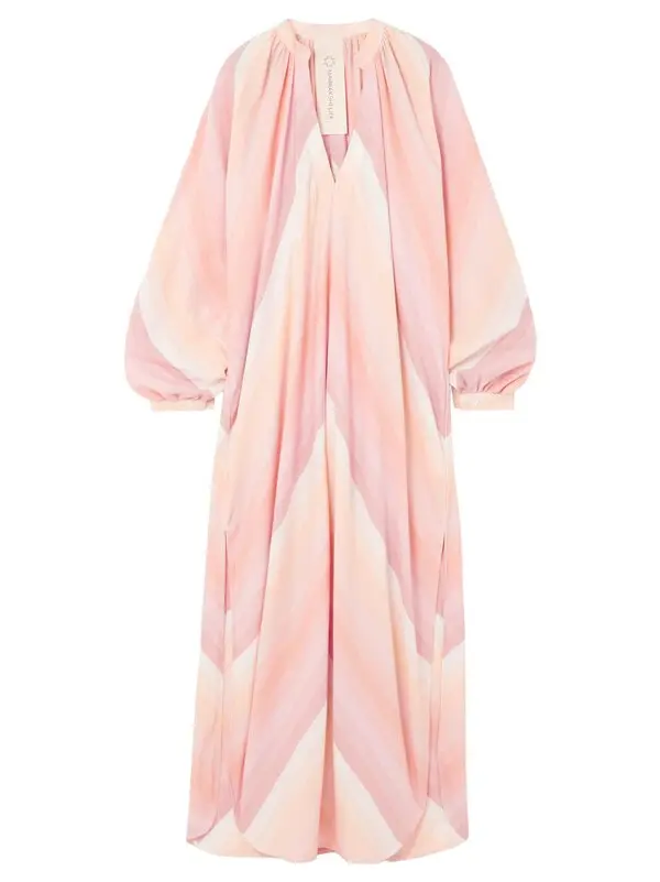 MARRAKSHI LIFE Touareg Striped Dégradé Cotton Maxi Dress - Pink