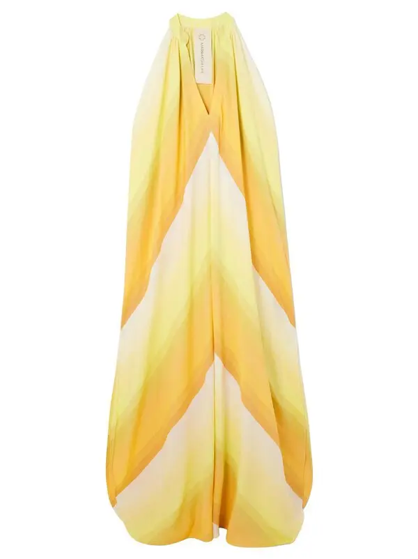 MARRAKSHI LIFE Oversized Striped Cotton Maxi Dress - Yellow