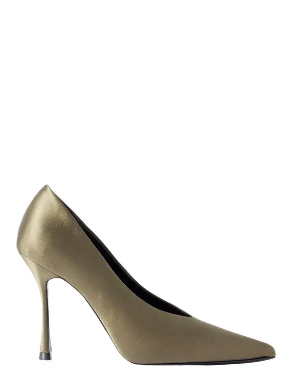 JUDE Kiss Satin Pumps - Army Green