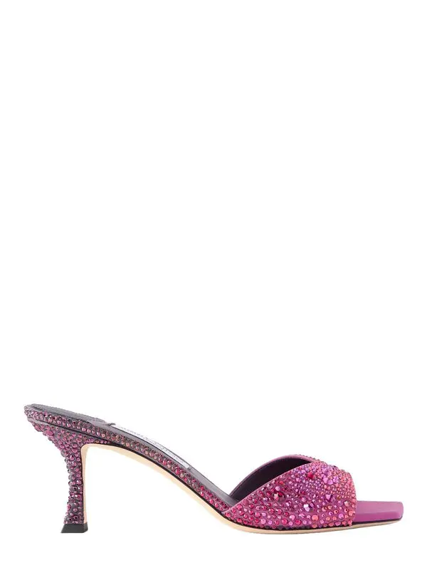 JIMMY CHOO Skye 70 Crystal-embellished Satin Mules - Purple