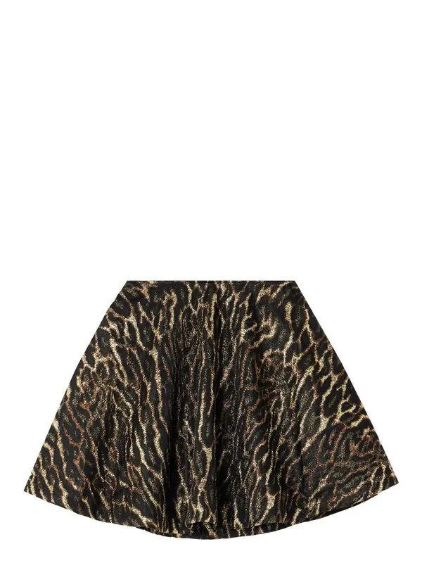 GANNI Metallic Leopard-print Recycled-cloqué Mini Skirt - Animal Print