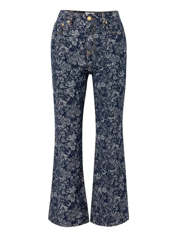 GANNI Betzy Floral-jacquard Organic Jeans - Blue