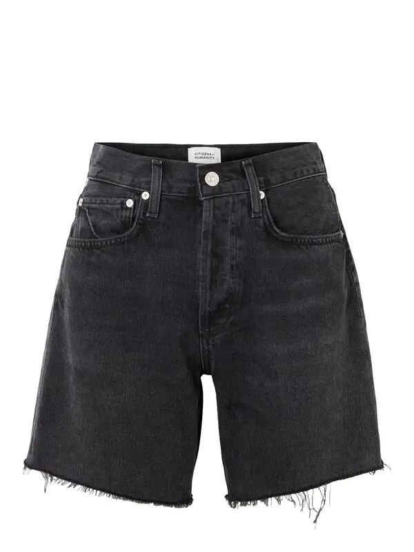 Citizens Of Humanity Marlow Frayed Denim Shorts - Black