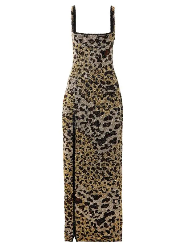 CLIO PEPPIATT Eartha Embellished Leopard-print Gown - Animal Print