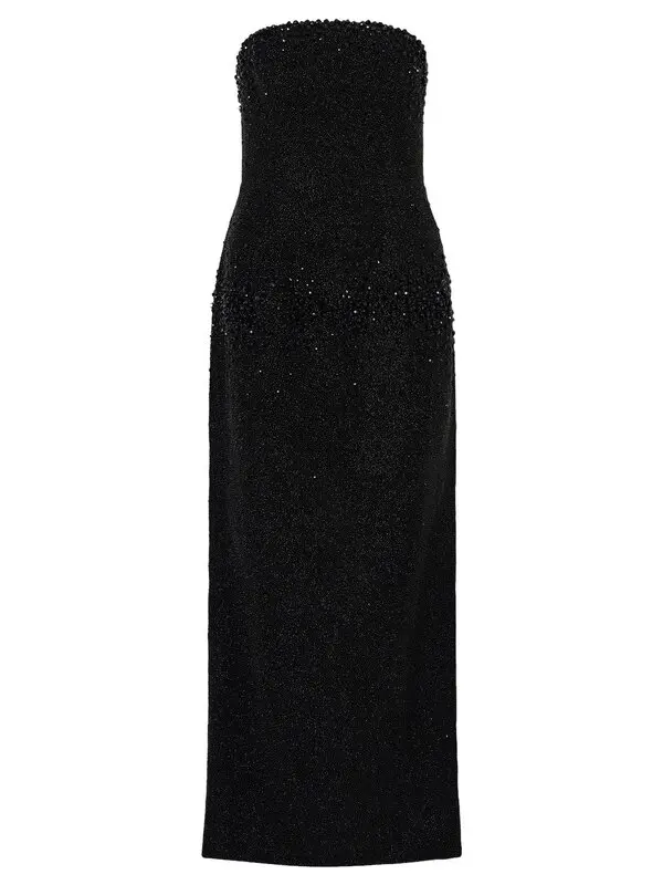 CLIO PEPPIATT Tina Strapless Embellished Gown - Black