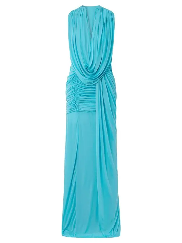 Christopher Esber Ripple Draped Ruched Mesh Gown - Blue