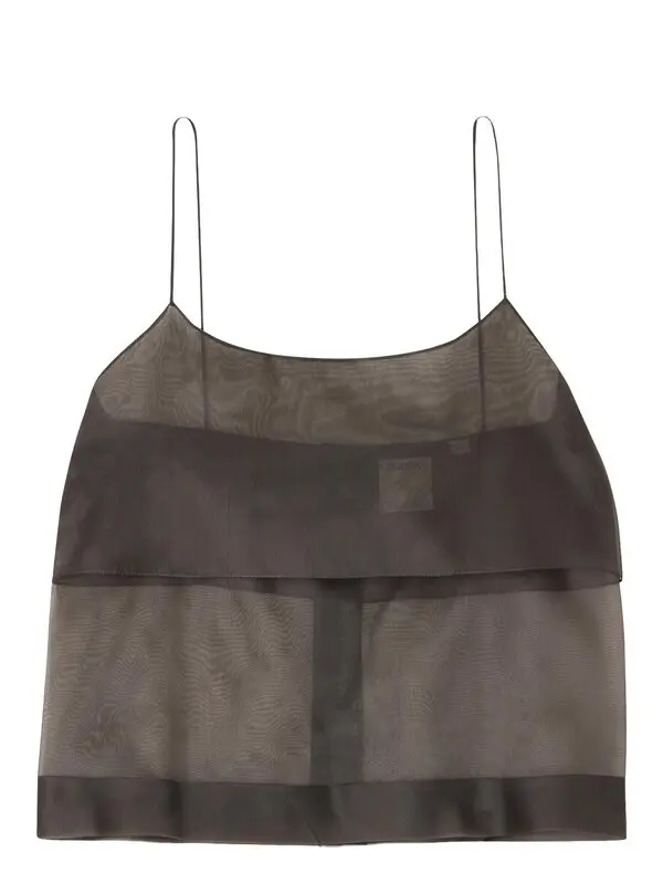 Calvin Klein Carmen Layered Silk-organza Top - Brown