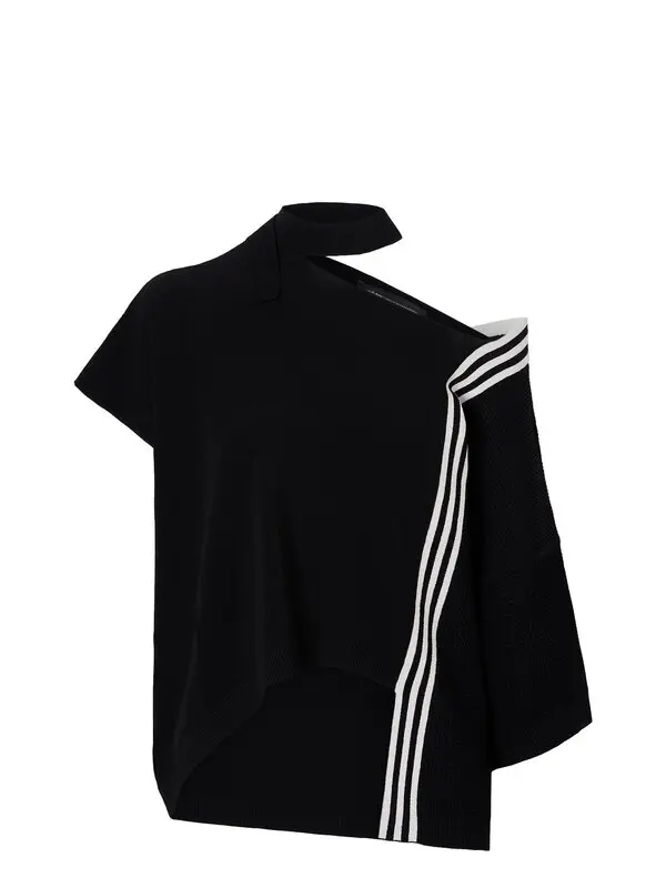 Adidas Originals By Alexander Wang Y-3 Tie-detailed Striped Knitted Top - Black