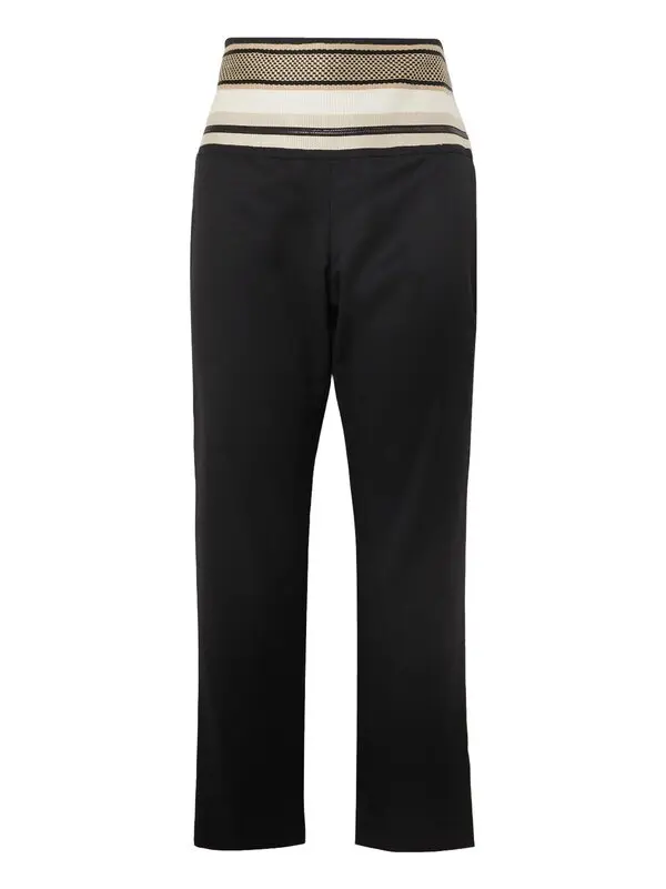 ABADIA Sadu Grosgrain-trimmed Wool-blend Twill Tapered Pants - Black