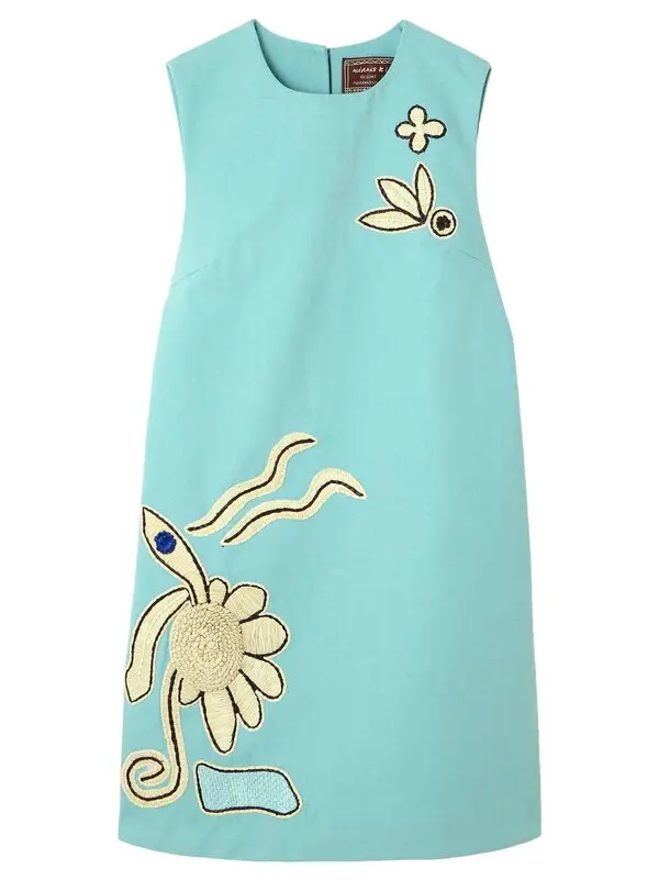 ALEMAIS Azar Embroidered Mini Dress - Blue