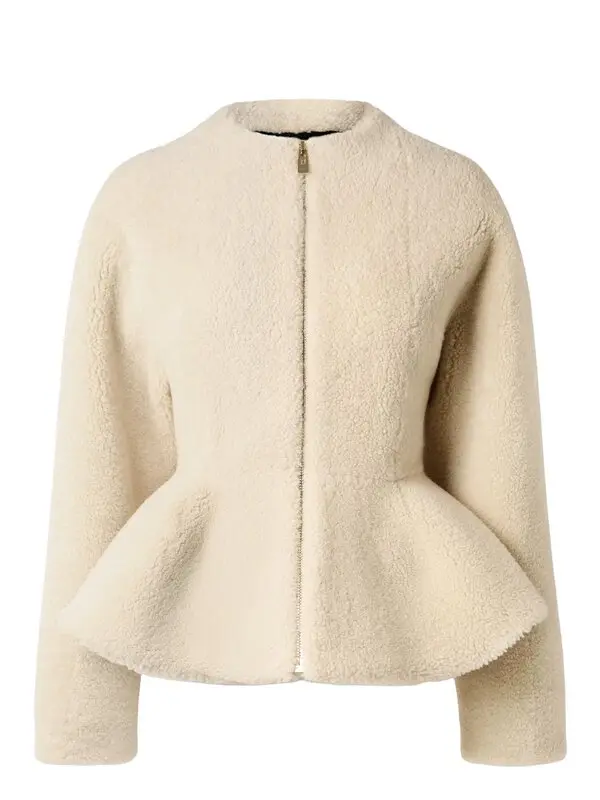 Alaïa Shearling Peplum Jacket - Neutrals
