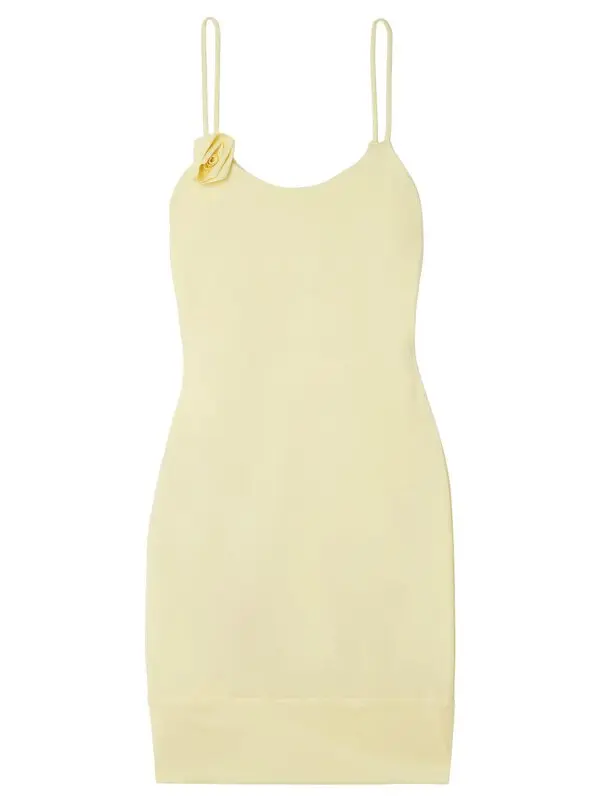MAYGEL CORONEL Appliquéd Stretch-jersey Mini Dress - Yellow