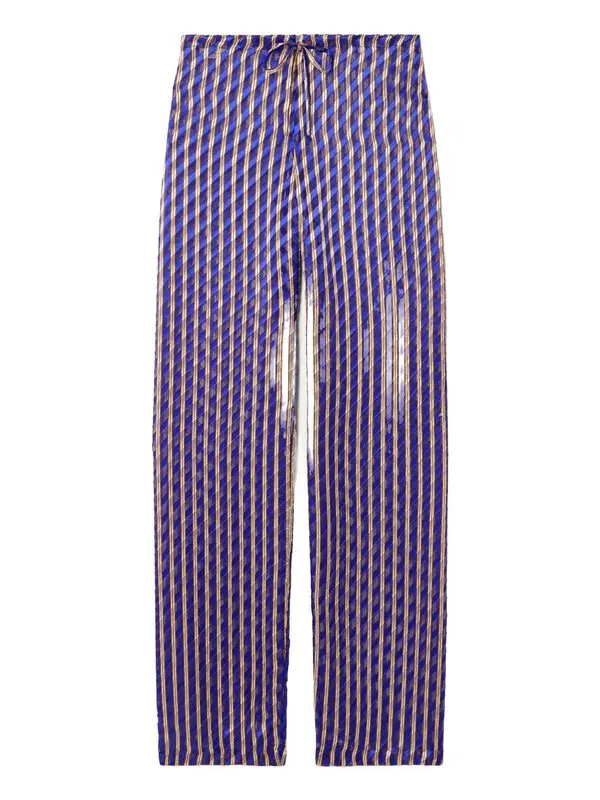 Dries Van Noten Striped Devoré-velvet Straight-leg Pants - Purple