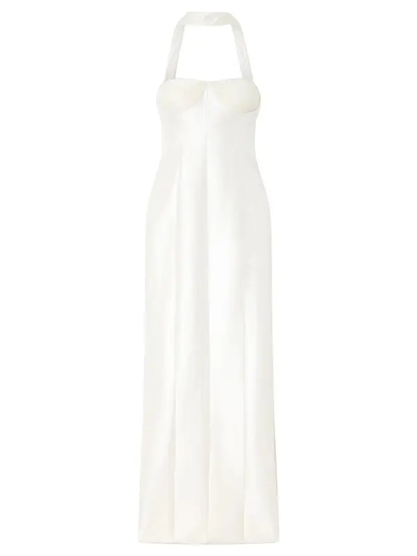 DANIELLE FRANKEL Lette Wool And Silk-blend Twill Gown - Off-white