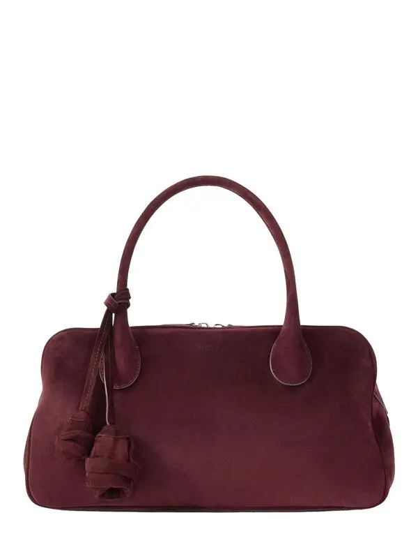 Magda Butrym Brigitte Embellished Suede Tote - Burgundy