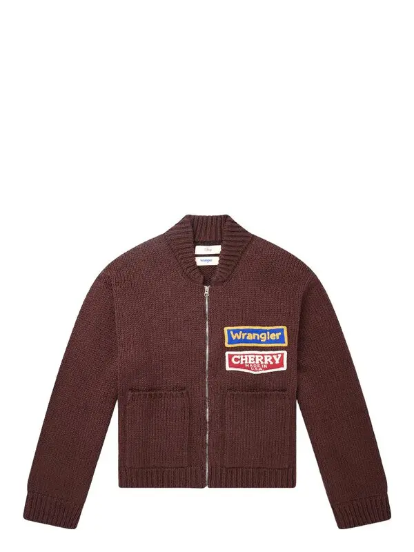 CHERRY LOS ANGELES Wrangler Logo-appliquéd Embroidered Cotton Zip-up Jacket - Brown