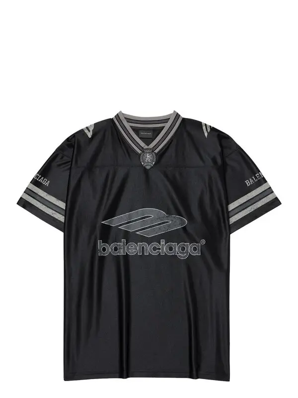 Balenciaga Logo-print Striped Appliquéd Jersey T-shirt - Black
