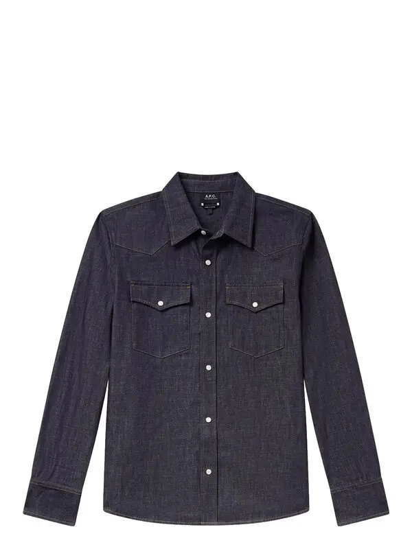A.p.c. Organic Cotton-chambray Shirt - Blue