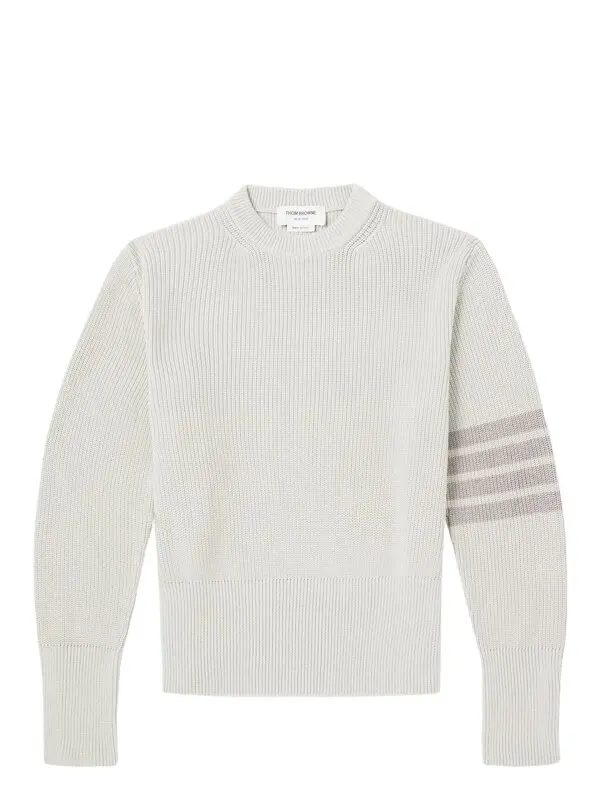 Thom Browne Slim-fit Striped Cotton Sweater - Neutrals