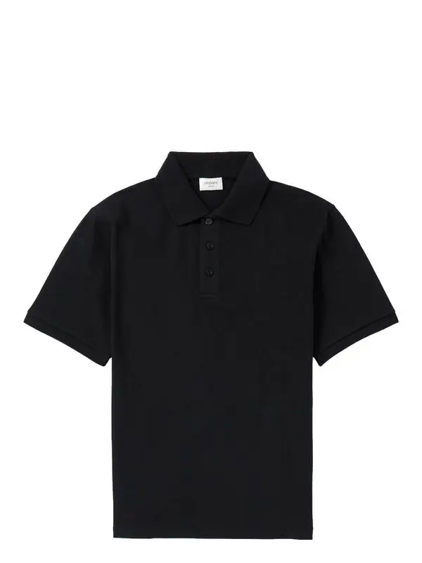 Saint Laurent Logo-embroidered Cotton-blend Piqué Polo Shirt - Black