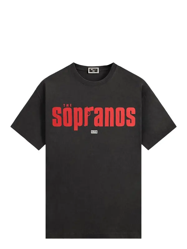 Kith For The Sopranos Main Logo Vintage Tee - Black