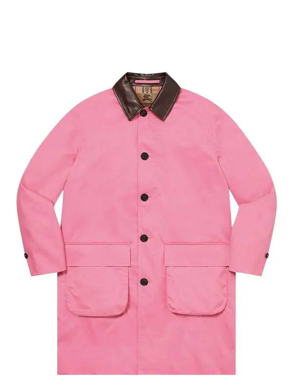 Supreme X Burberry Leather Collar Trench - Pink