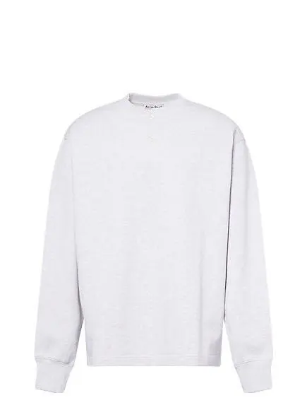 Acne Studios Finnick Buttoned-crewneck Cotton Sweatshirt - Pale Grey Melange