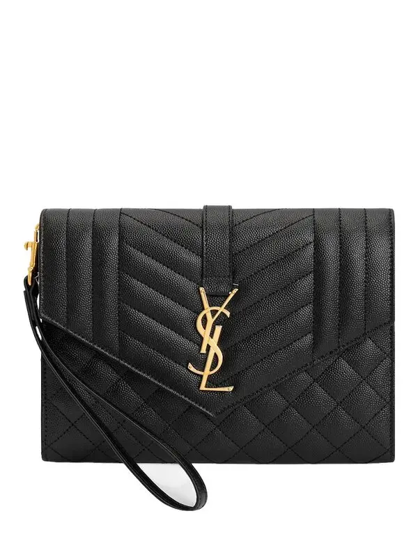 Saint Laurent Mix Matelassé Clutch - Black