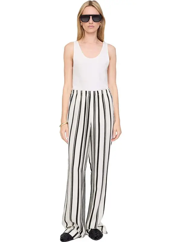 ANINE BING Elain Pant - Ivory And Black Monogram Stripe