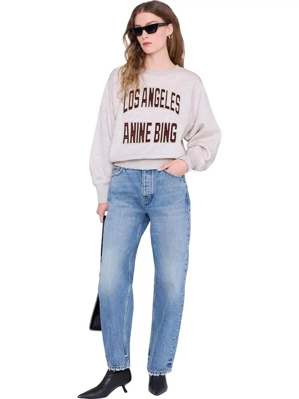 ANINE BING Harry Shrunken La Sweatshirt - Oatmeal Melange