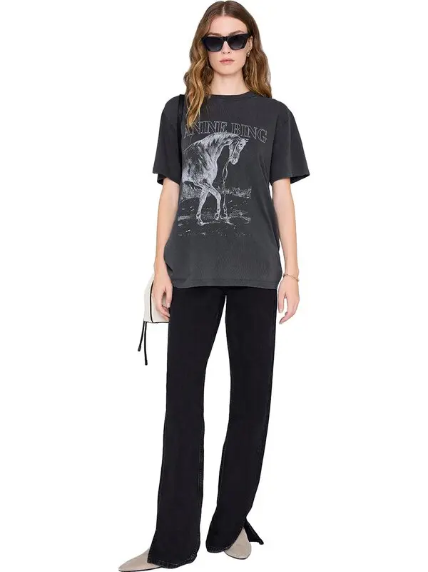 ANINE BING Lili Tee Horse - Washed Black
