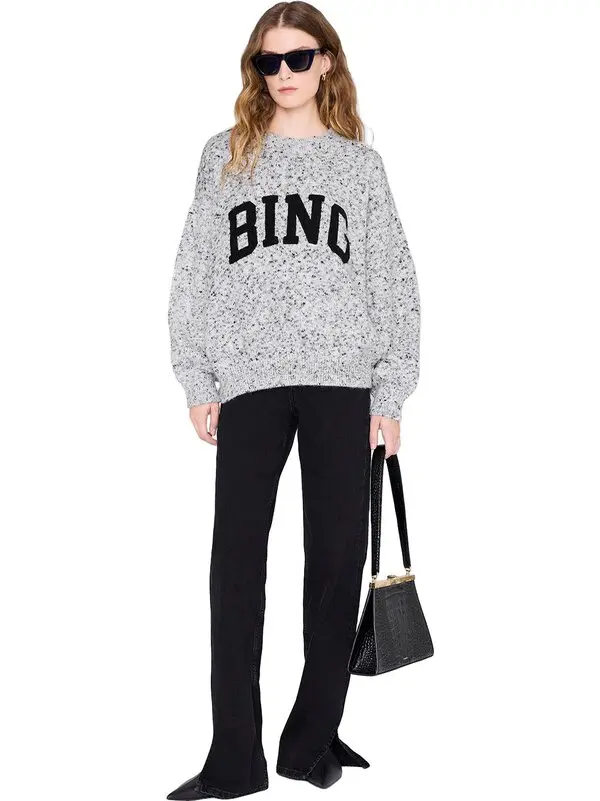 ANINE BING Sydney Crewneck Sweater - Marled White
