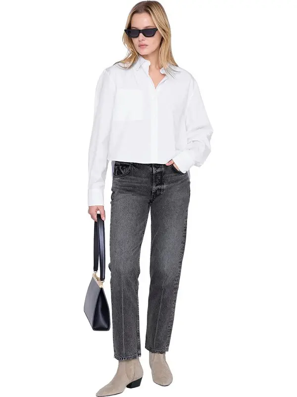 ANINE BING Essie Cropped Shirt - White
