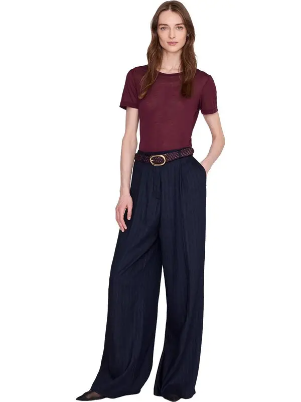 ANINE BING Sylvie Super Fine Jersey Crewneck Tee - Fig