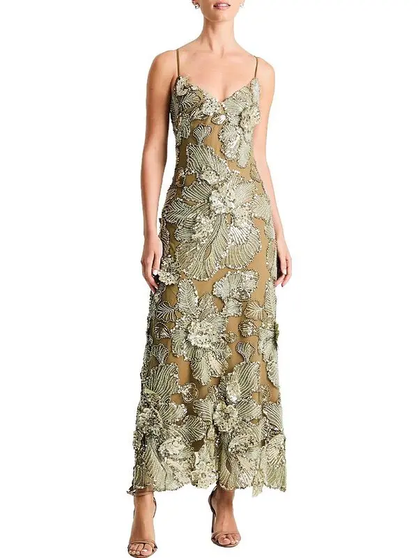 HELSI Samantha Floral V-neck Maxi Dress - Sage