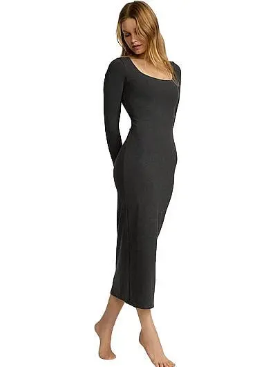 Victoria's Secret Victoria Smoothing Rib Long-sleeve Maxi Dress - Grey