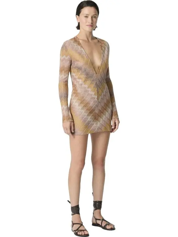 Missoni Long-sleeved Mini Dress In Dégradé Lurex - Multicoloured