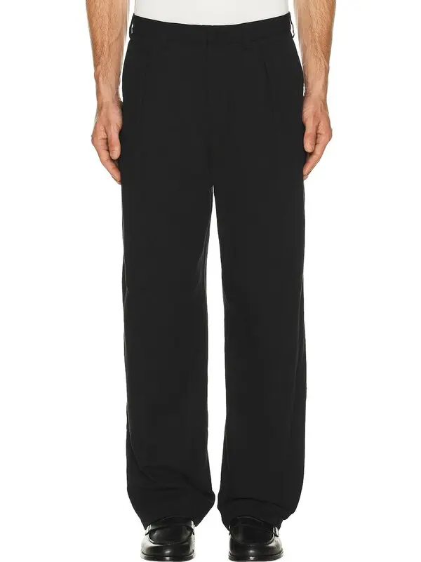 PALMES Wide Pleated Suit Trousers - Black