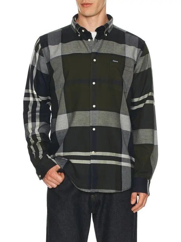 Barbour Dunoon Tartan Tailored Shirt In Olive,navy - Fernwood Tartan